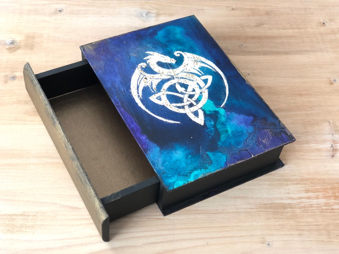 Fantasy Dragon Magic Box, Dungeon Master Wooden Book With Secret Spine ...