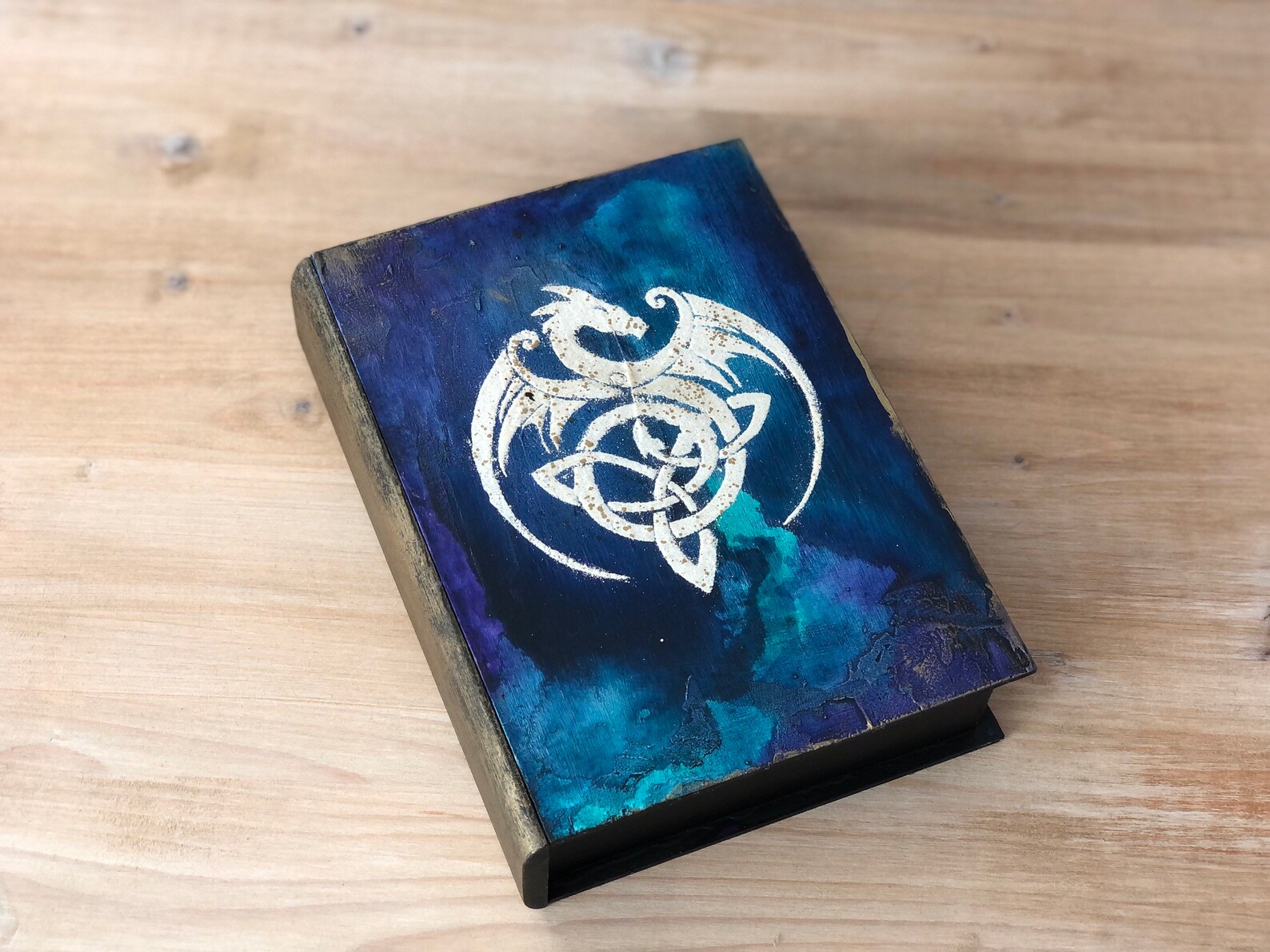 Fantasy Dragon Magic Box, Dungeon Master Wooden Book With Secret Spine ...