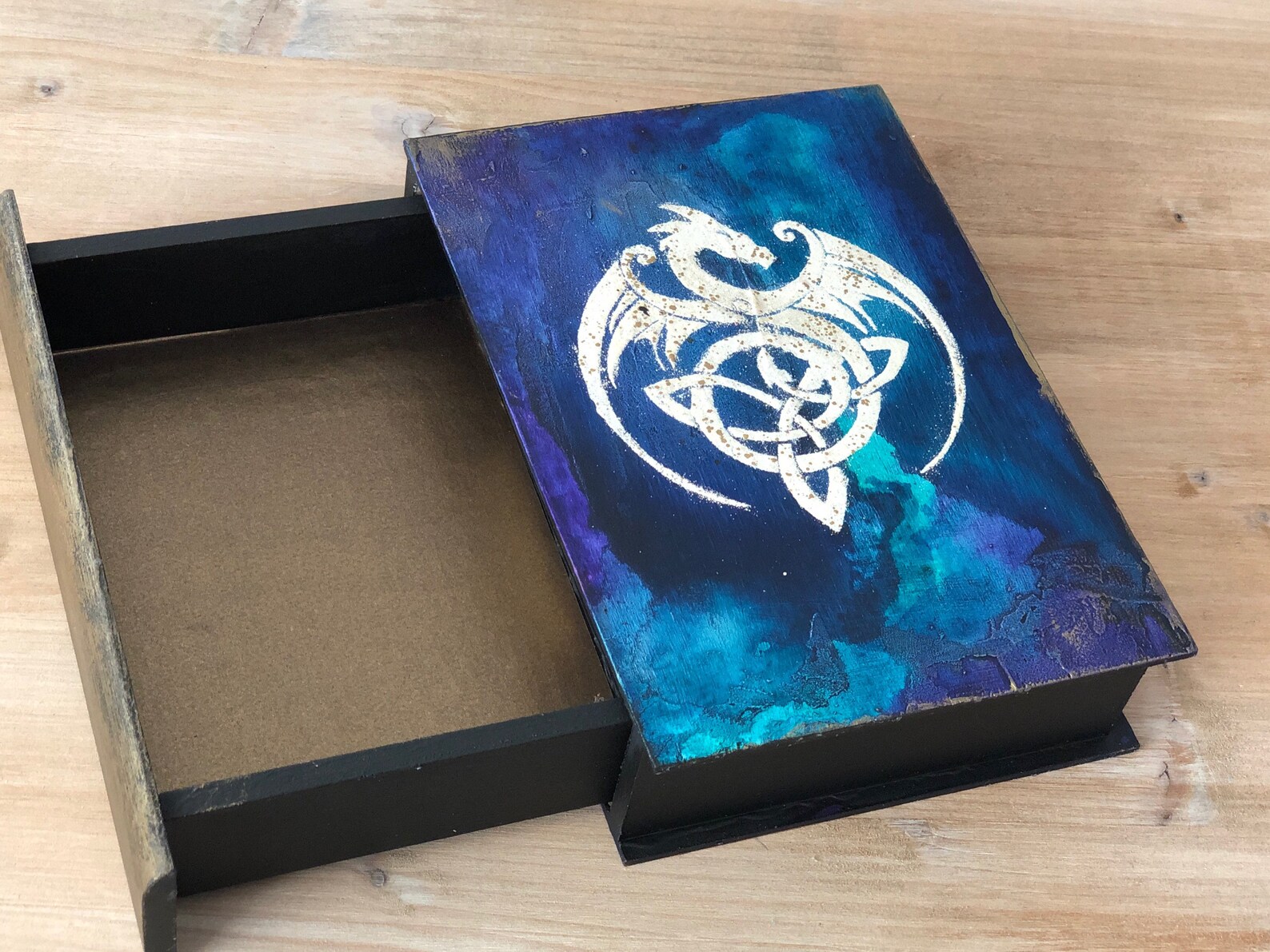 Fantasy Dragon Magic Box Dungeon Master Wooden Book With - Etsy