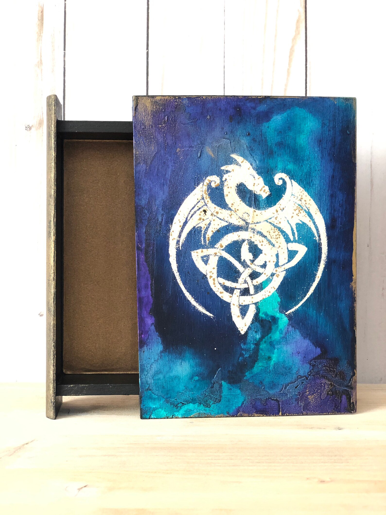 Fantasy Dragon Magic Box, Dungeon Master Wooden Book With Secret Spine ...