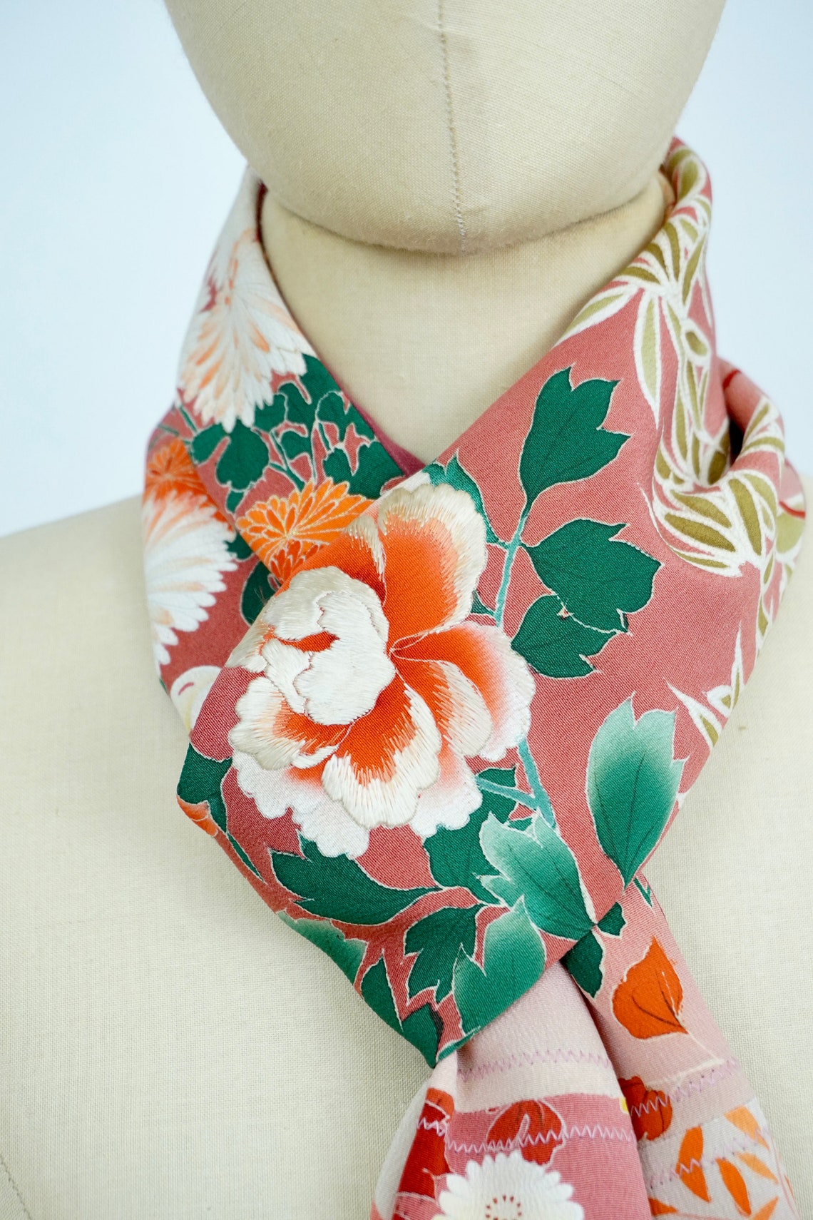 Silk Scarf made from Japanese Vintage kimono. Hand painted | Etsy