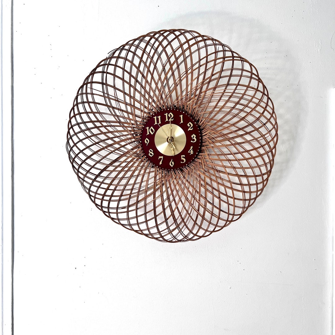 Wicker Rattan Boho Wall Clock Mid Century Wall Clock Germany - Etsy