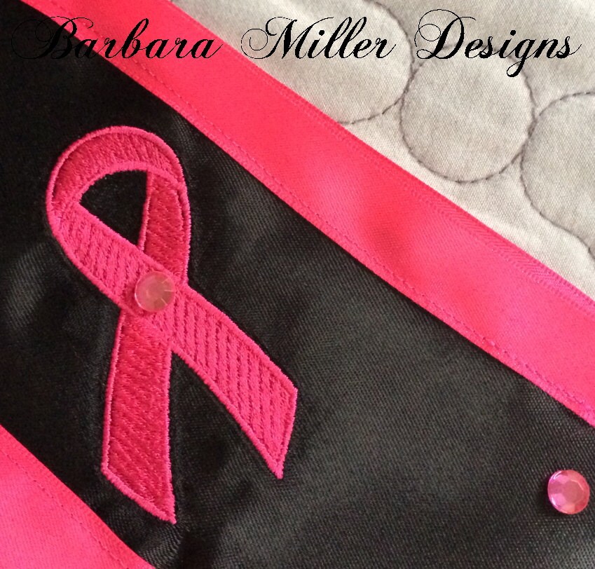 Pink Ribbon Awareness Breast Cancer Survivor Embroidered Satin - Etsy