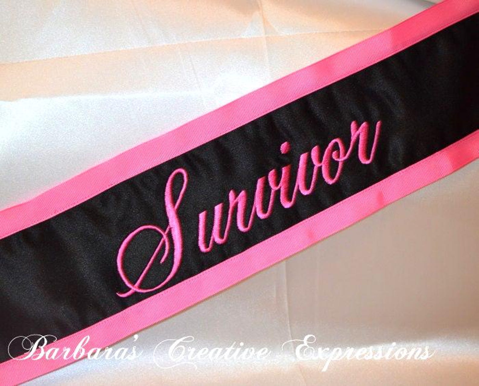Pink Ribbon Awareness Breast Cancer Survivor Embroidered Satin Sash - Etsy