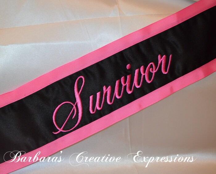 Pink Ribbon Awareness Breast Cancer Survivor Embroidered Satin - Etsy