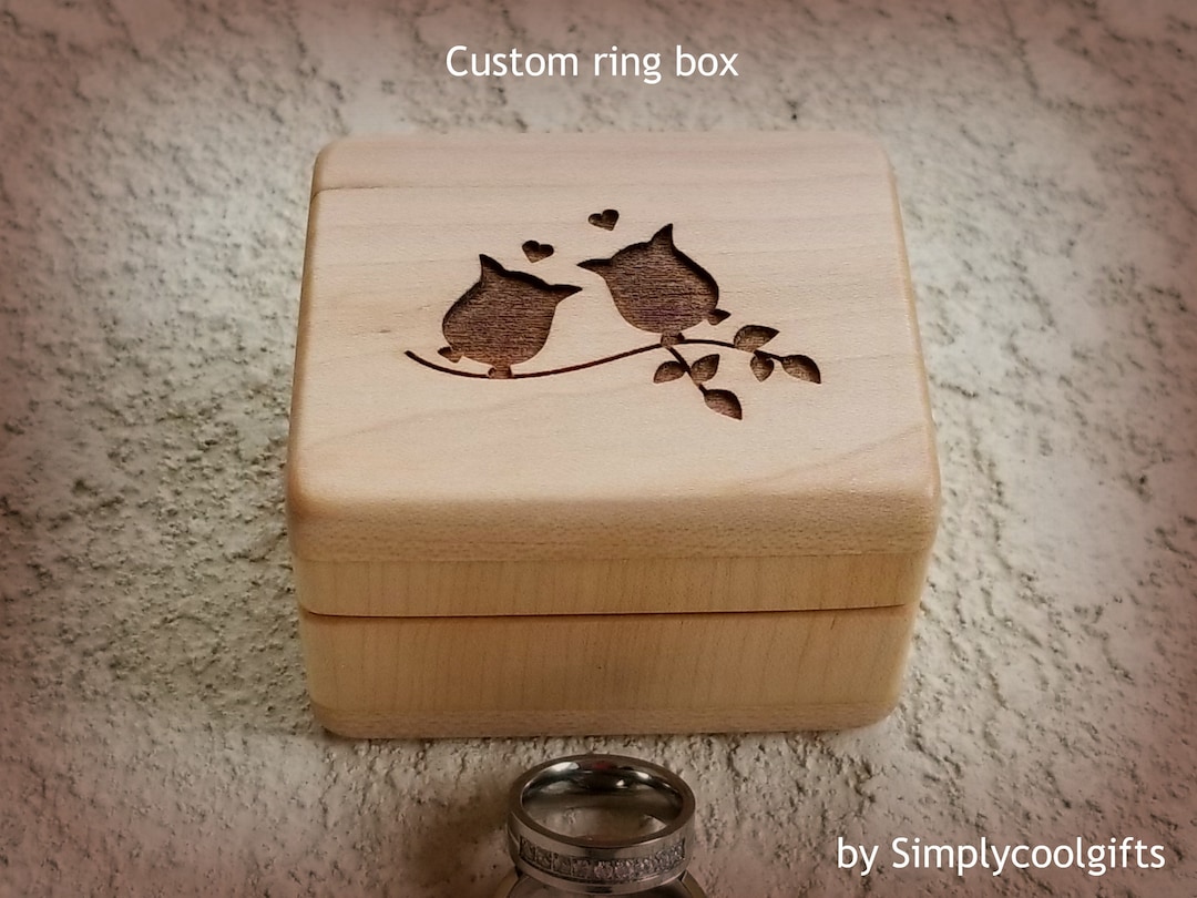 Proposal Box - Engagement Box - Wooden Ring Box, With Owls Engraved on ...