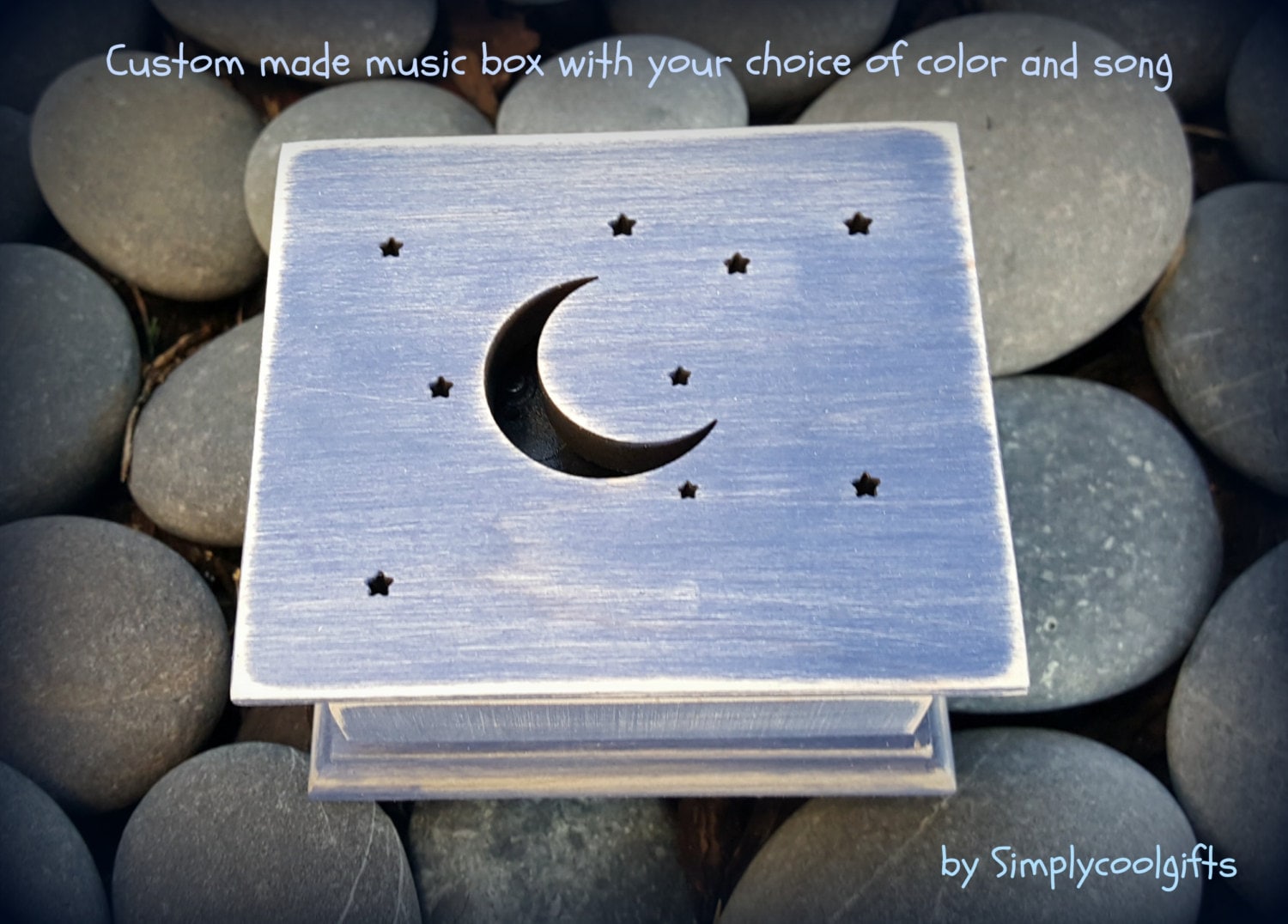 Moon and Stars Music Box Engraved Music Box Wooden Music - Etsy