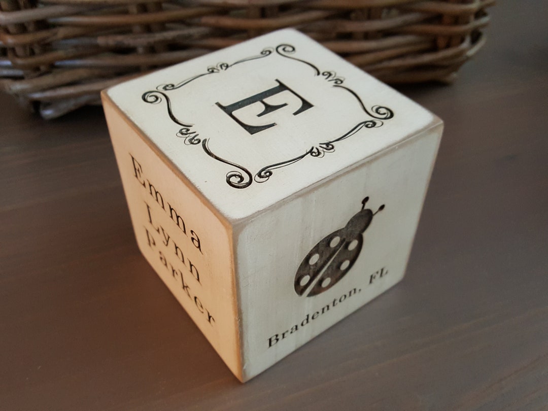 Baby Keepsake Block - Personalized Baby Cube - 3 in Wooden Block for ...