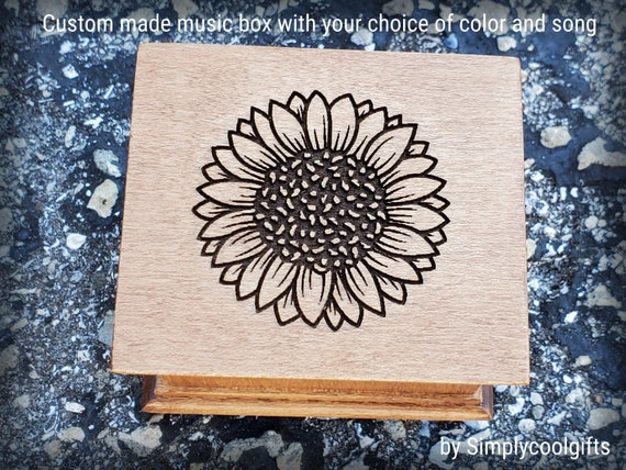 Sunflower Music Box Engraved Music Box Choose Your Color | Etsy