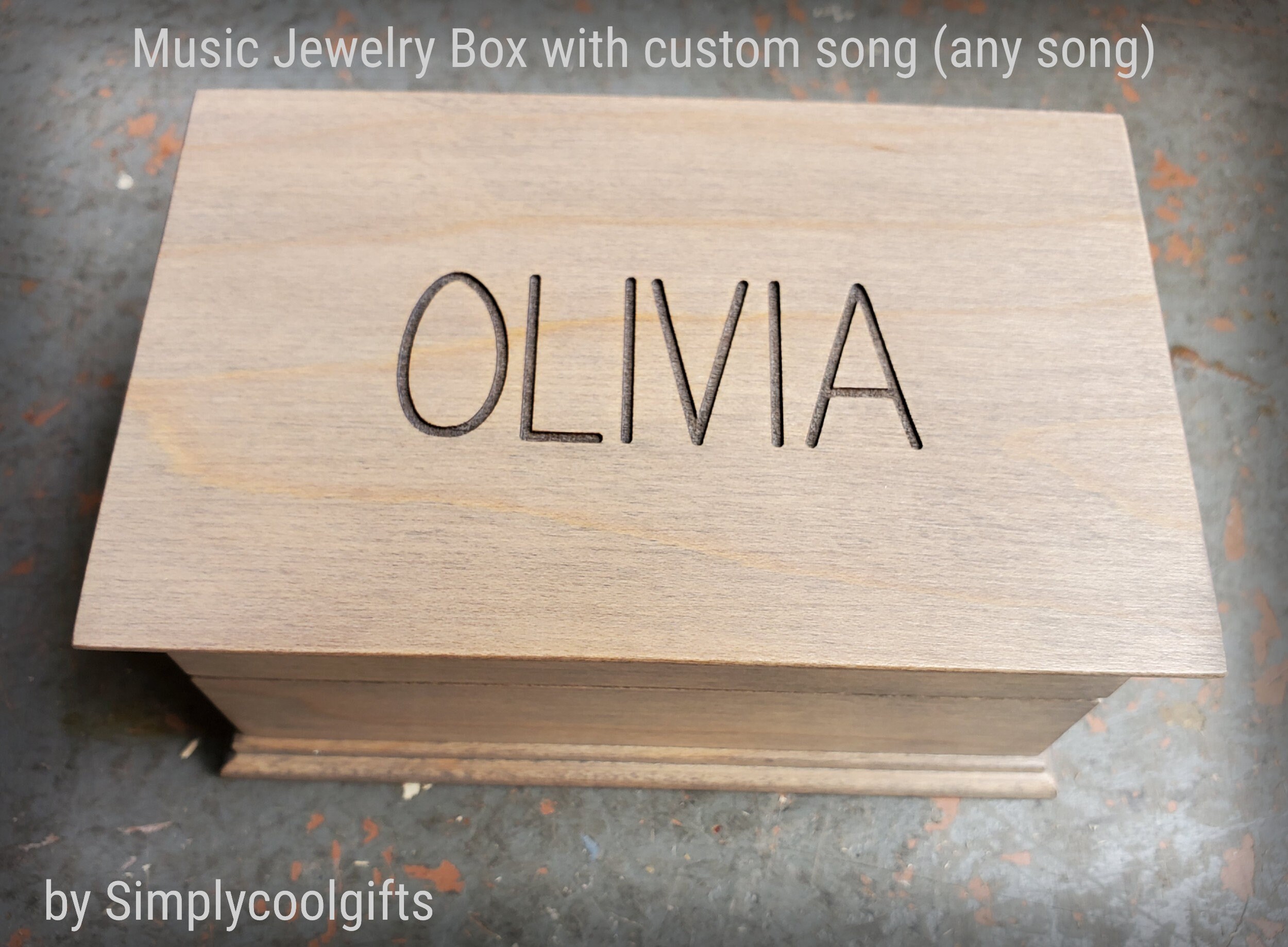 Name Jewelry Box Music box custom song Name Engraved Music | Etsy
