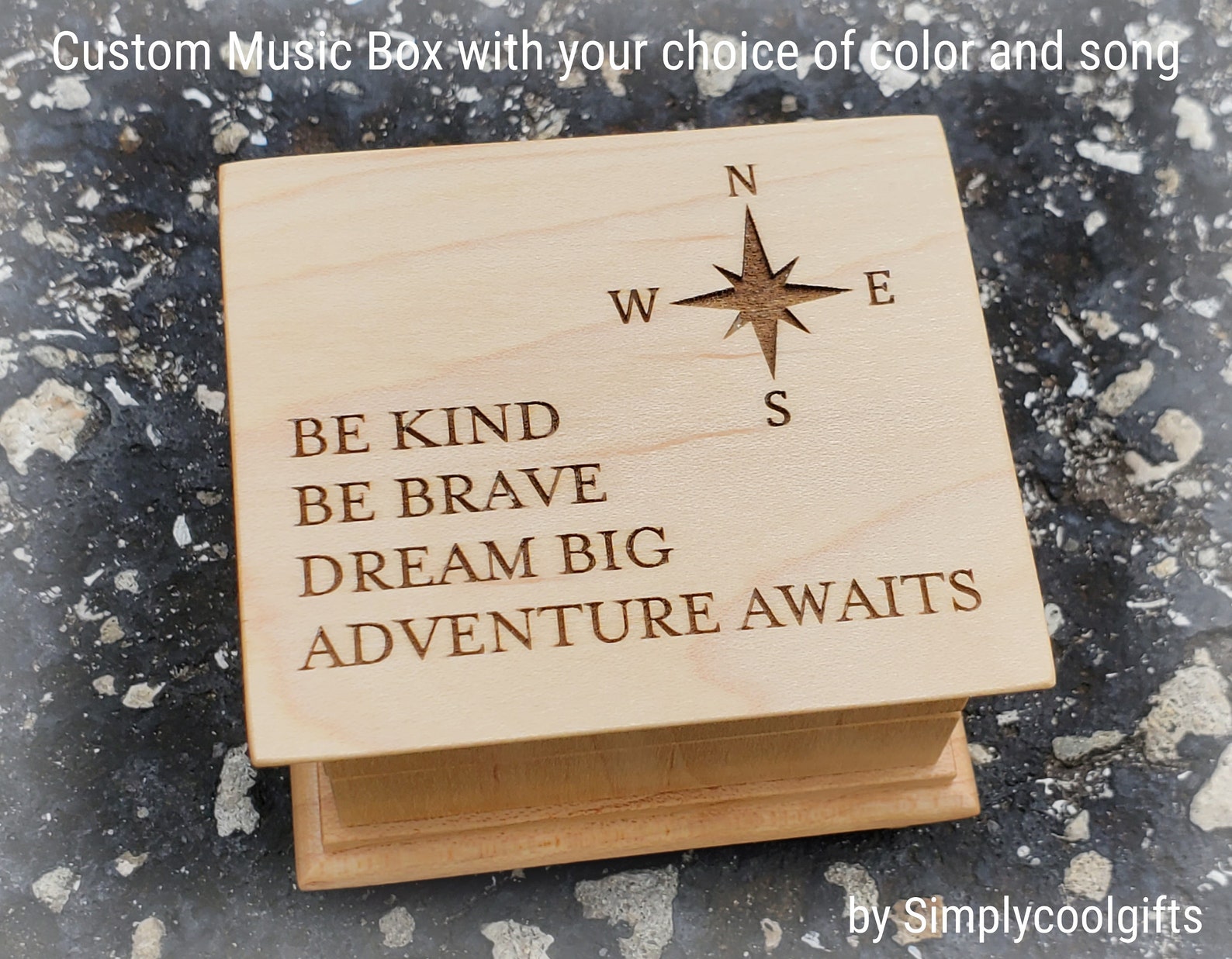Adventure Awaits Box - Compass Music Box - Music Box for Groom ...