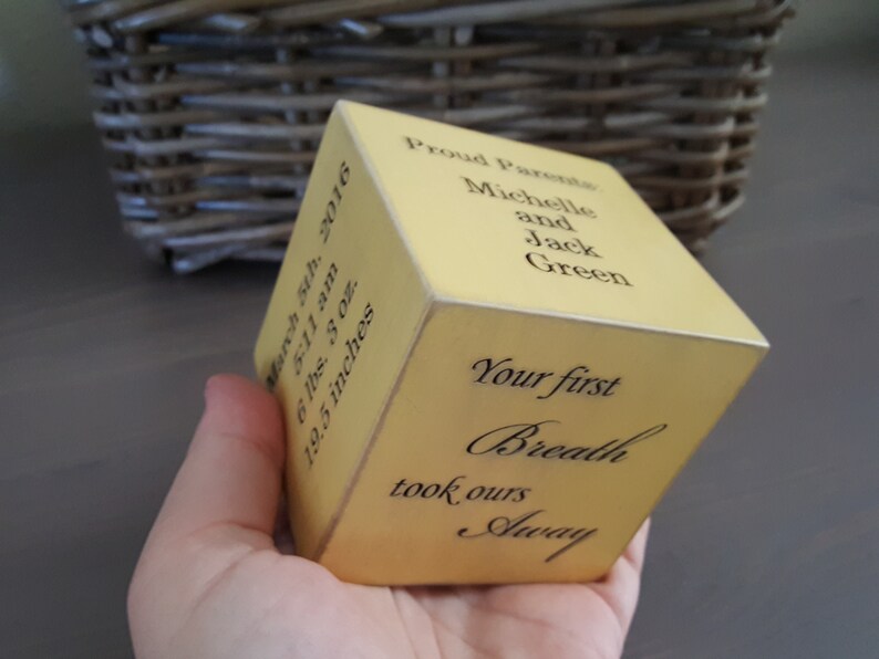 Personalized Baby Cube Baby Keepsake Block 3 in Wooden | Etsy