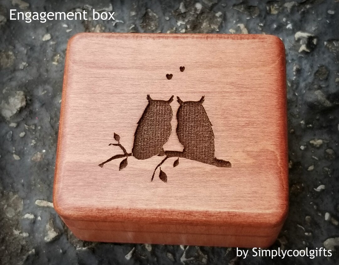 Engagement Box Proposal Box Custom Ring Box With Love Owls - Etsy