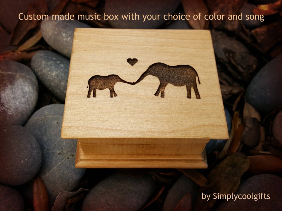 Mothers Day Music Box - Elephant Family Music Box - Baby Elephant Gift ...