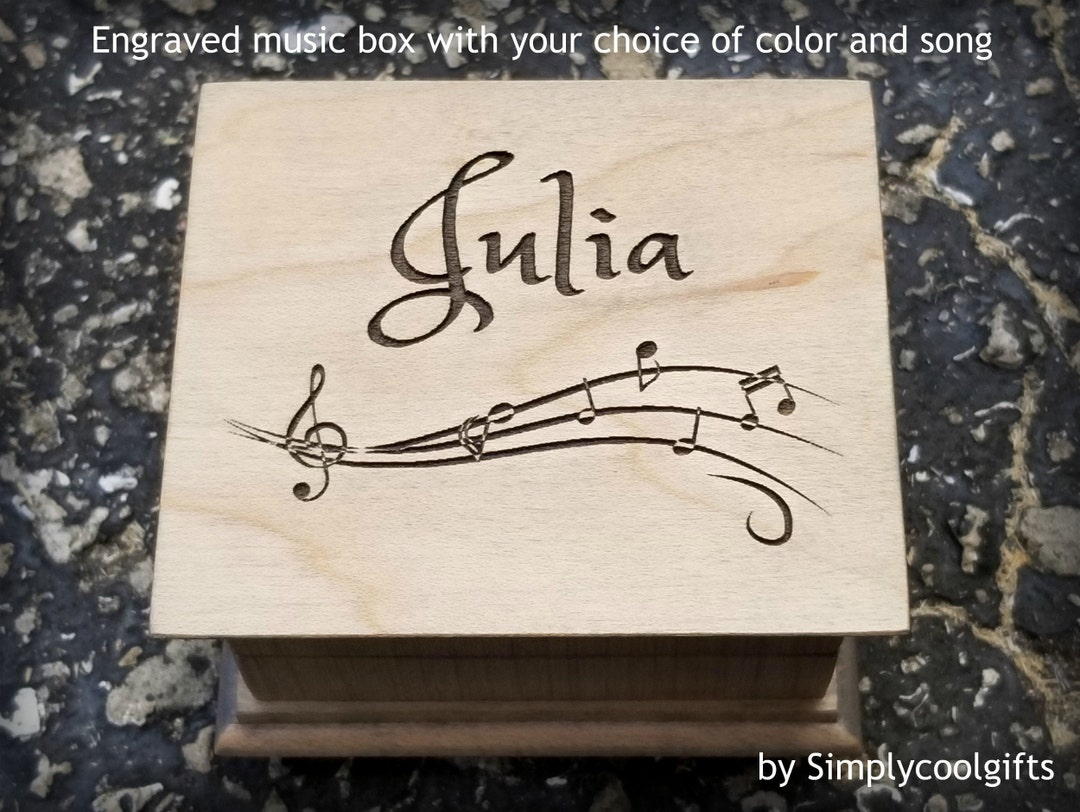 Wooden Music Box Music Lover Gift Musical Note Gift Engraved Music Box ...