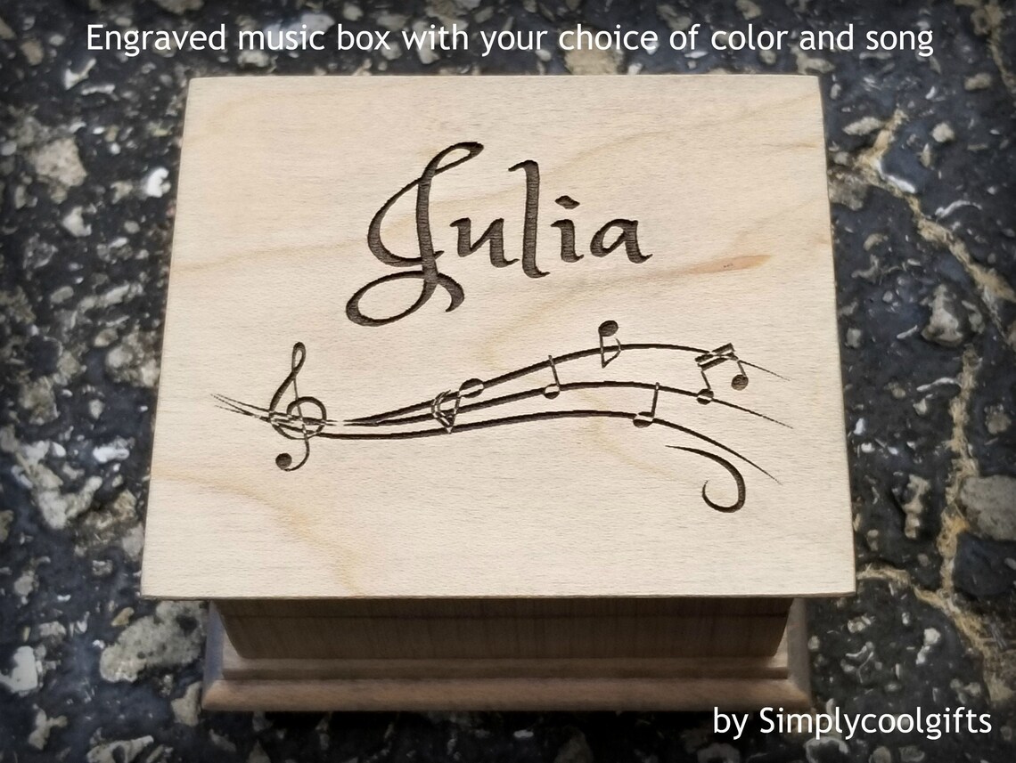 Wooden music box Music lover gift Musical Note gift | Etsy