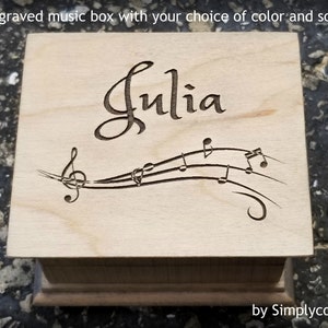 Wooden Music Box Music Lover Gift Musical Note Gift Engraved Music Box ...