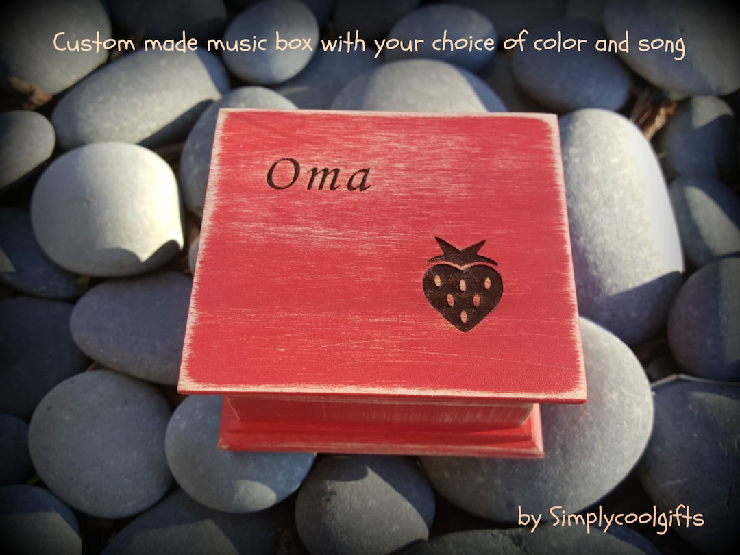 Name Engraving - Custom Music Box - Wooden Music Box With Strawberry ...