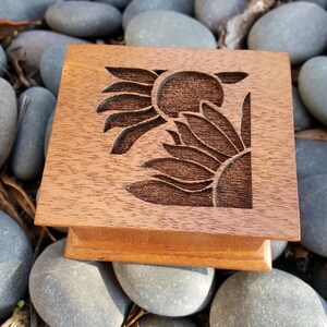 Music Box, Wooden Music Box, Custom Made Music Box, Sunflower, Flower ...