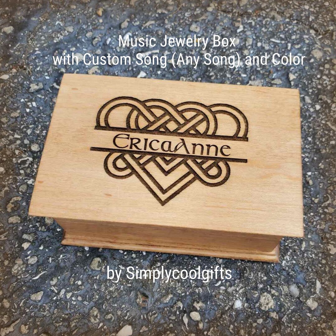 Celtic Heart Box - Name Jewelry Box - Music Box Custom Song ...