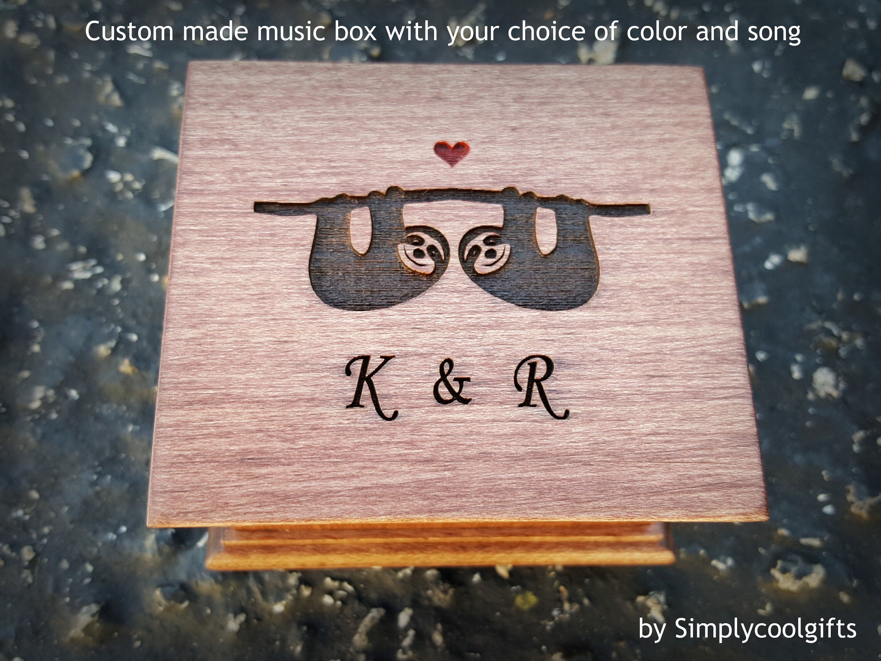 Love Sloths Sloths Music Box Custom music box with love | Etsy