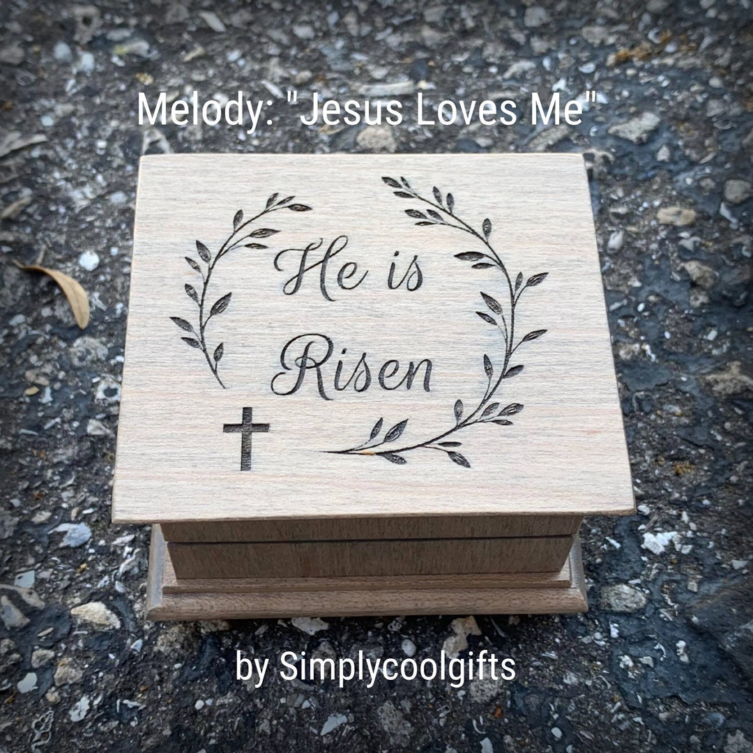 He is Risen Music Box Playing Jesus Loves Me Song, Best Easter Gift ...