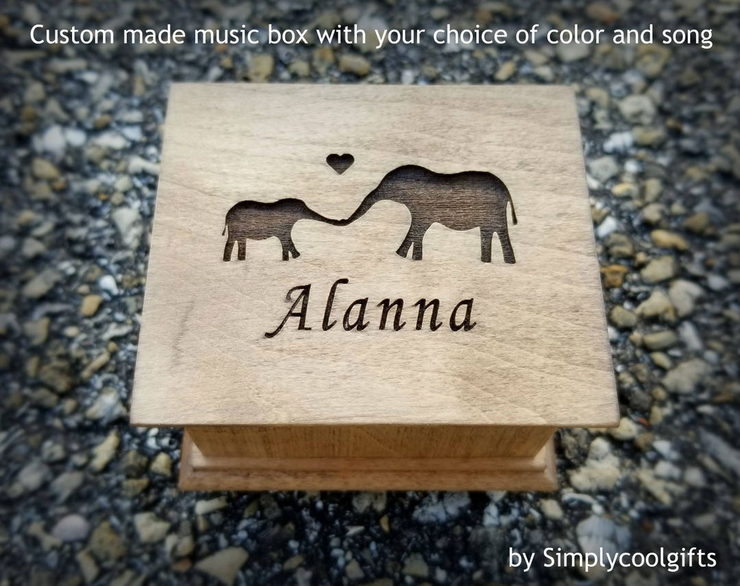 Baby Elephant Gift - Baby Mine Music Box - Elephant Music Box With Name ...