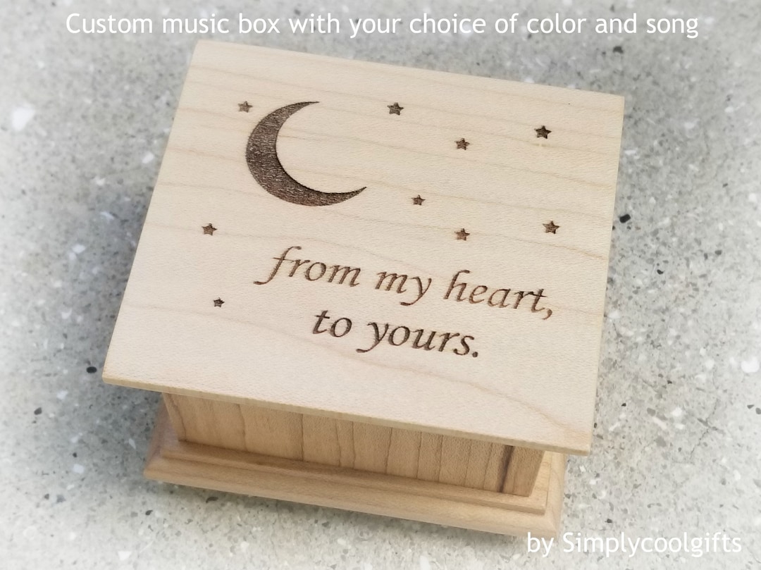 Moon and Stars Gift - Custom Music Box - Wooden Music Box With Moon and ...