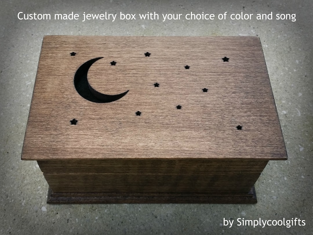 Moon and Stars Jewelry Box, Choose Your Color and Song (from the List ...