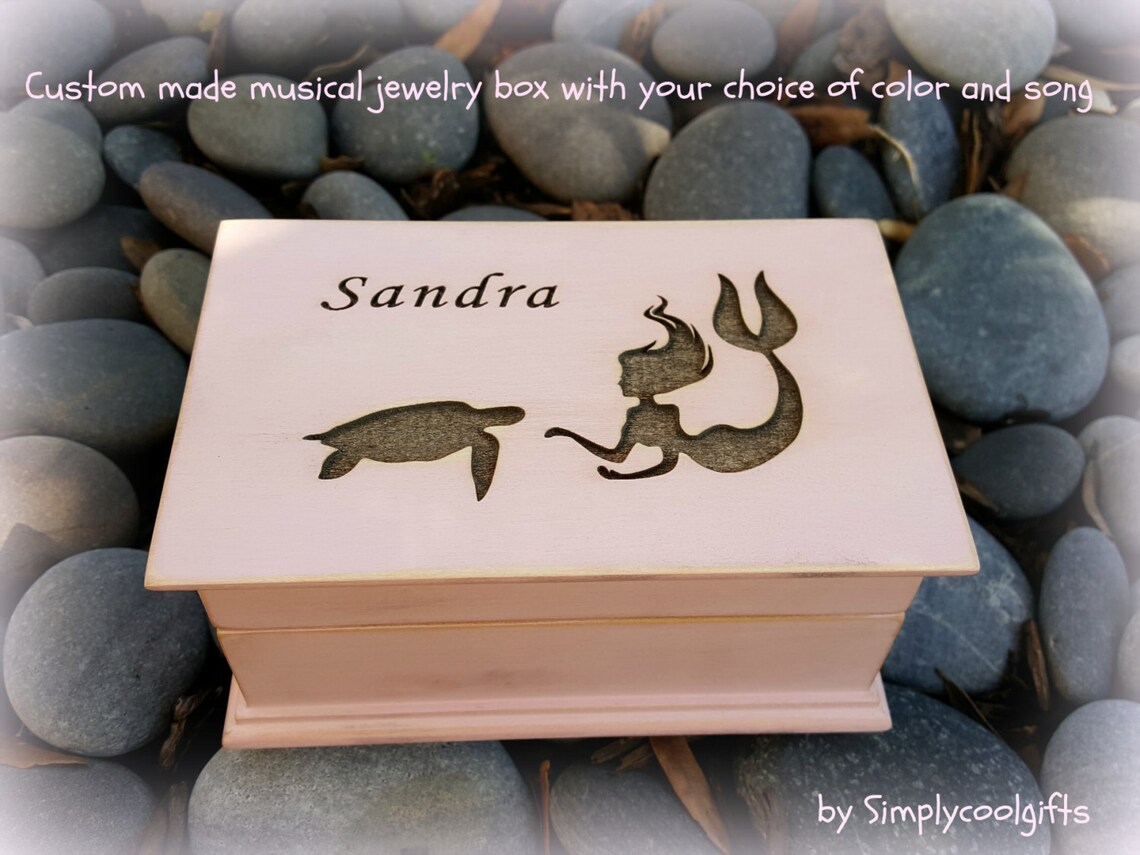Mermaid Turtle Sea Turtle Music Box Jewelry Box Wooden - Etsy