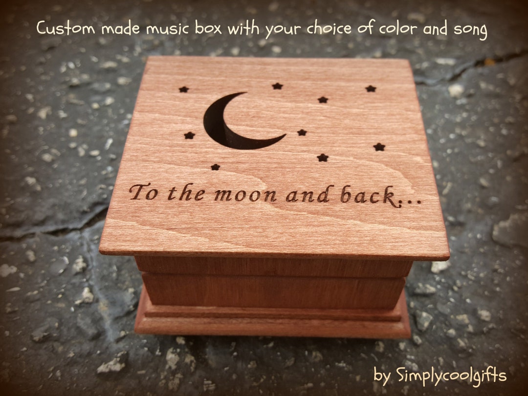 Moon and Back - Wooden Music Box - Custom Music Box With Moon and Stars ...