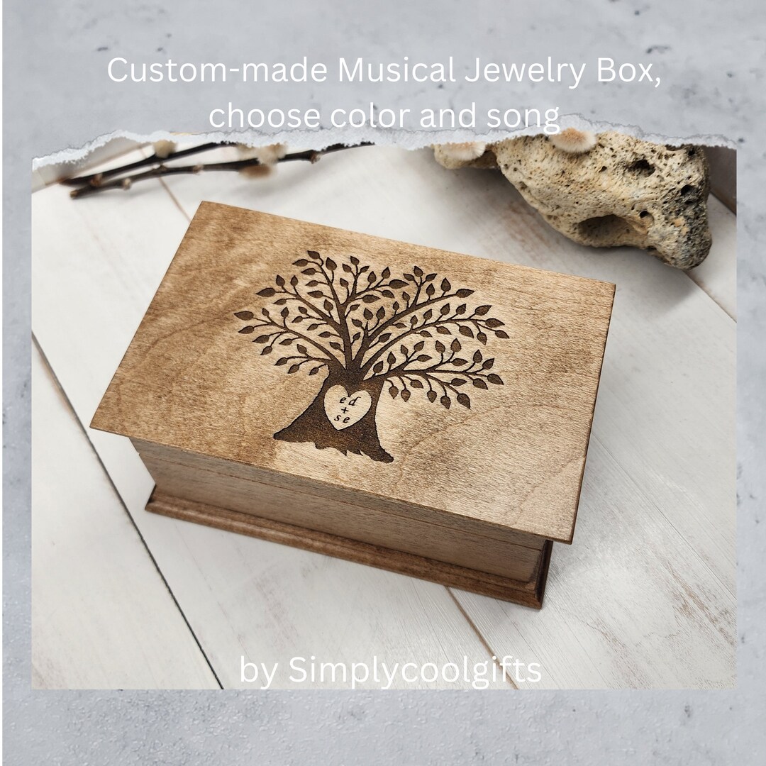 Tree With Heart Carving in Trunk, Monogrammed - Tree Jewelry Box With ...
