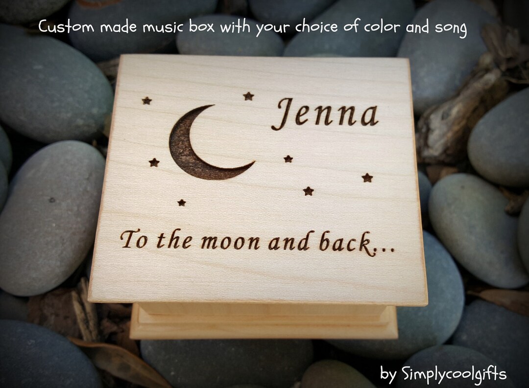 Moon and Stars Gift - Customized Music Box - Wooden Music Box With to ...