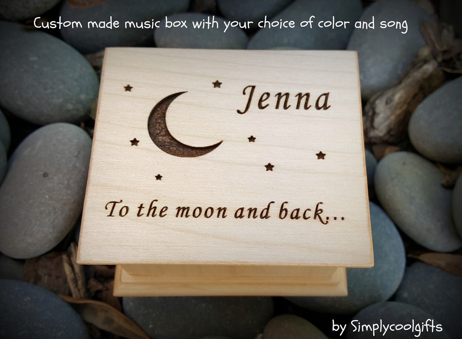 Moon and Stars Gift Customized Music Box Wooden Music Box | Etsy