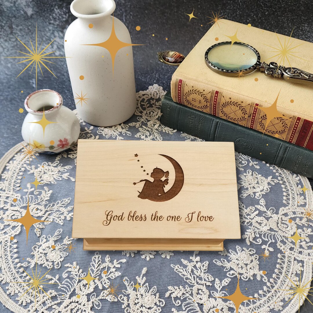 God Bless the One I Love Christian Music Box • Angel & Moon Engraved ...
