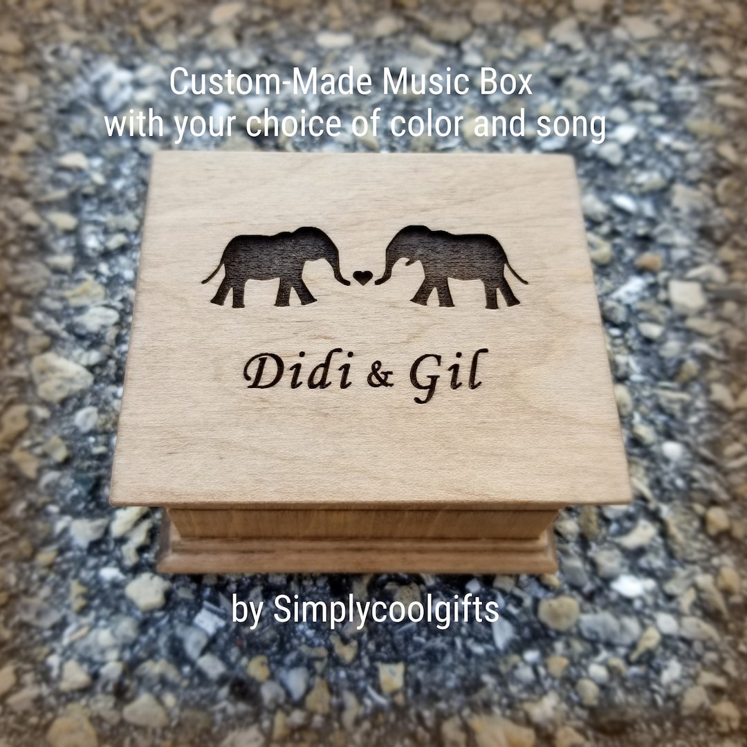 Love Elephants Music Box Custom Made Music Box With Elephants and Your ...