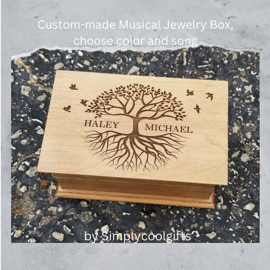 Tree With Roots Engraved Box - Personalized Box - Custom Song Music Box ...