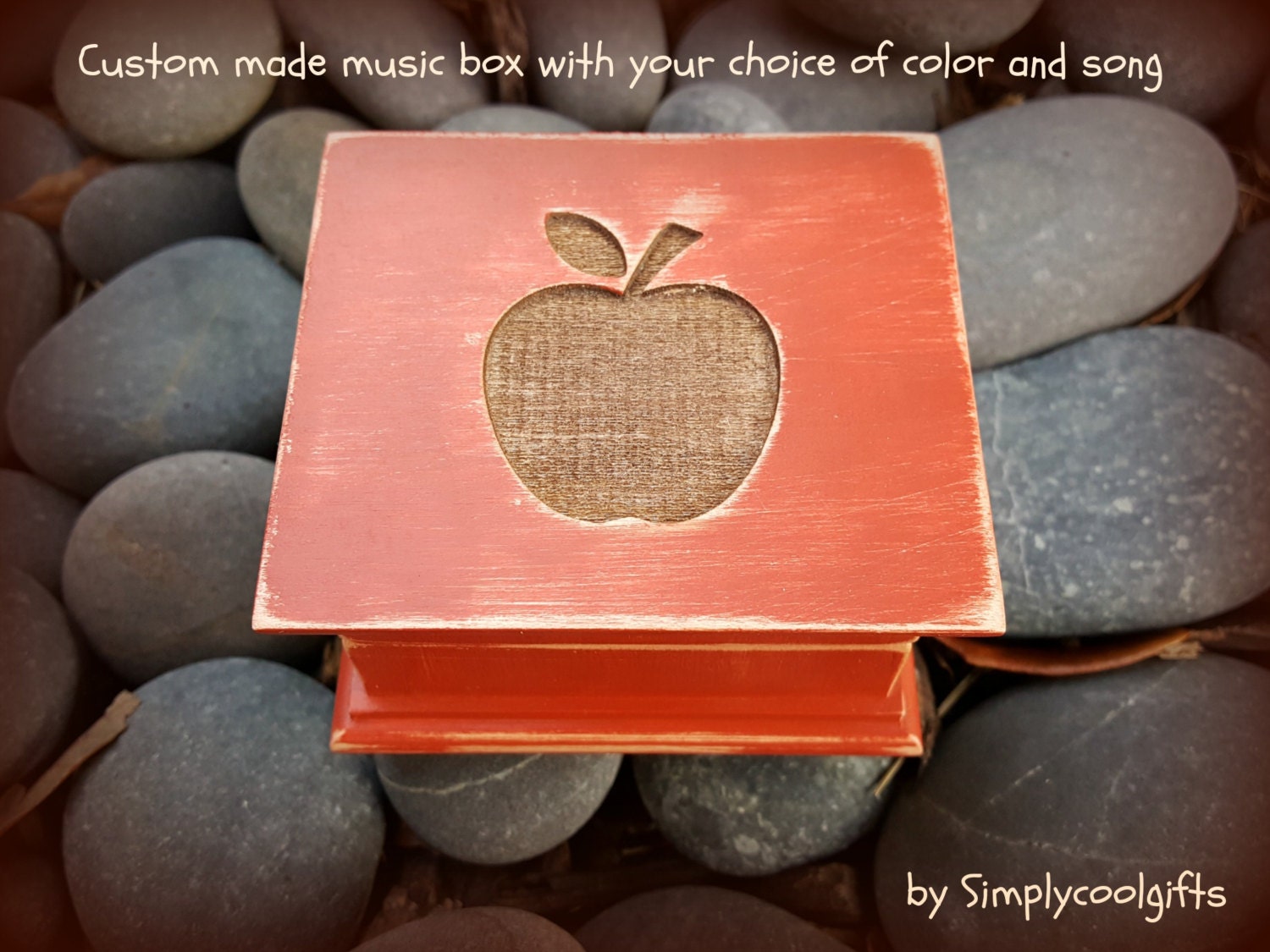 Music box custom music box teacher appreciation apple | Etsy