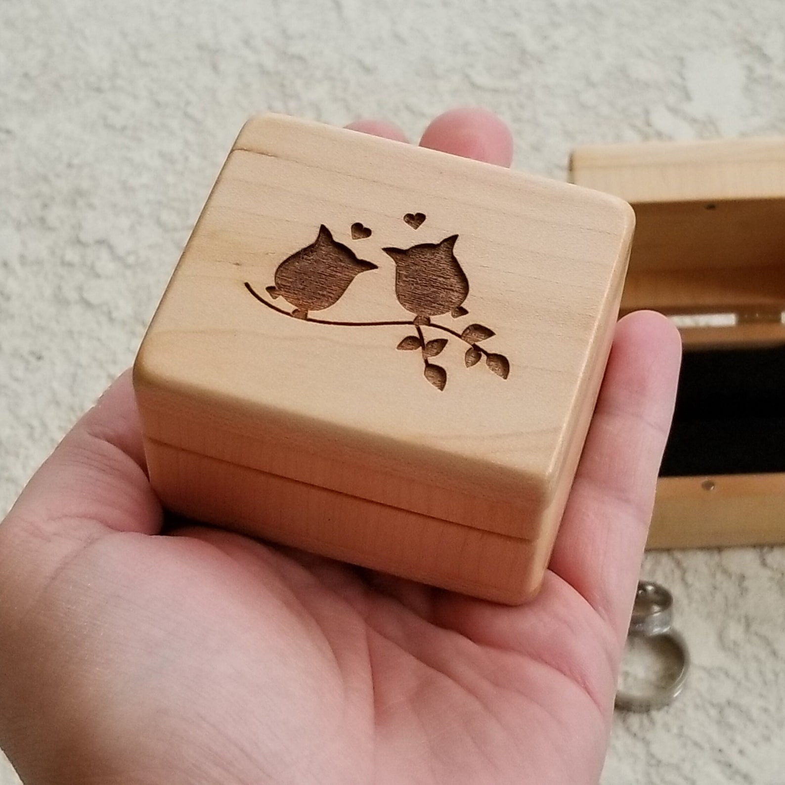 Proposal Box Engagement Box Wooden Ring Box With Owls - Etsy