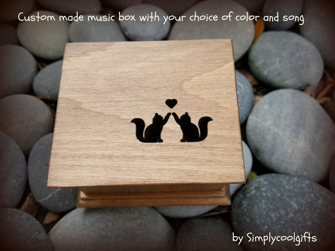 Anniversary Gift Idea - Love Cats Music Box - Wooden Music Box With ...