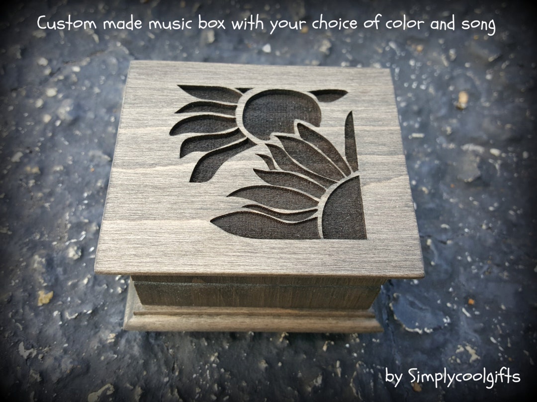 Music Box, Wooden Music Box, Custom Made Music Box, Sunflower, Flower ...