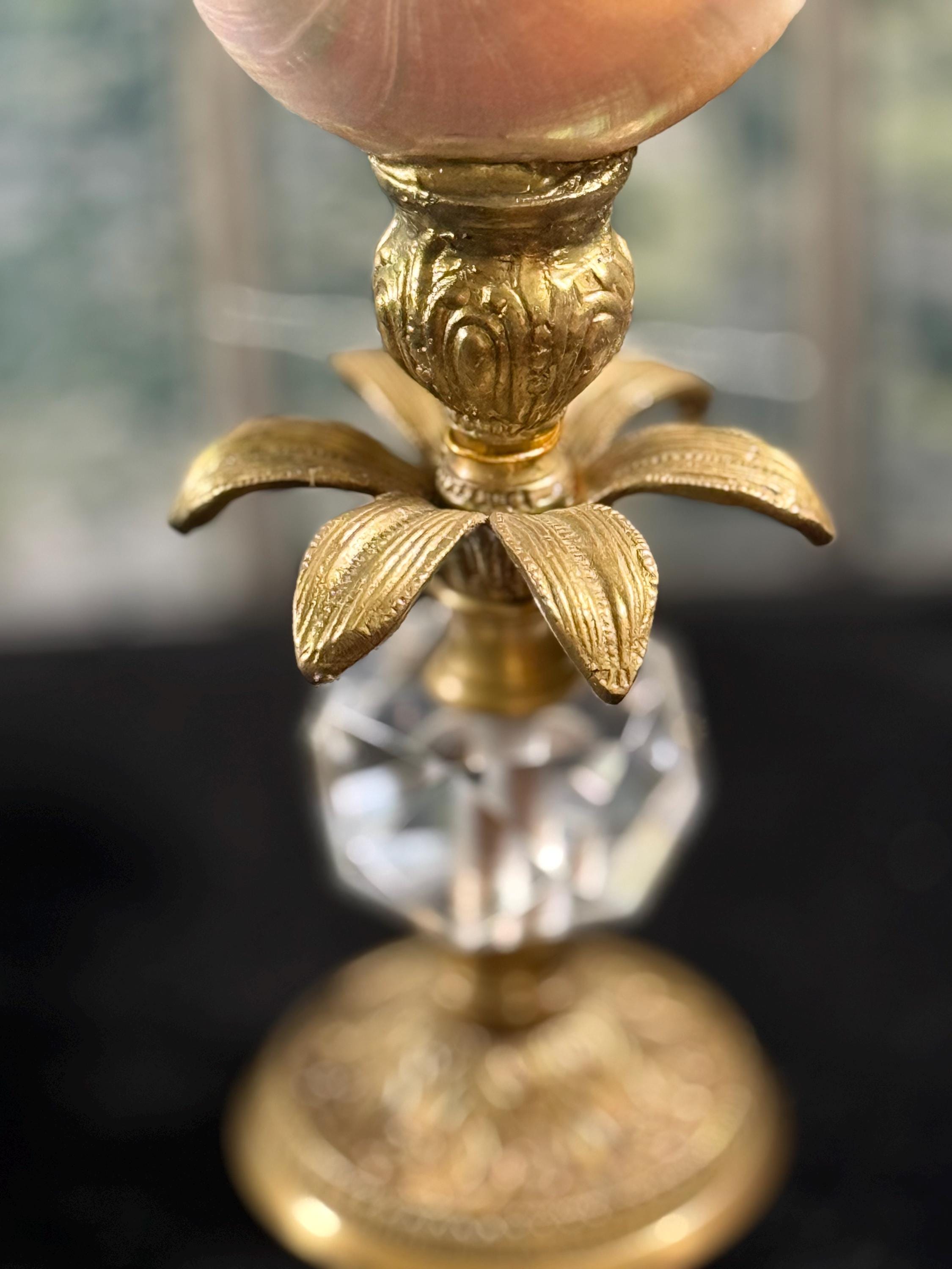 Pearlized Nautilus Shell on Rococo Brass Crystal Pedestal - Etsy