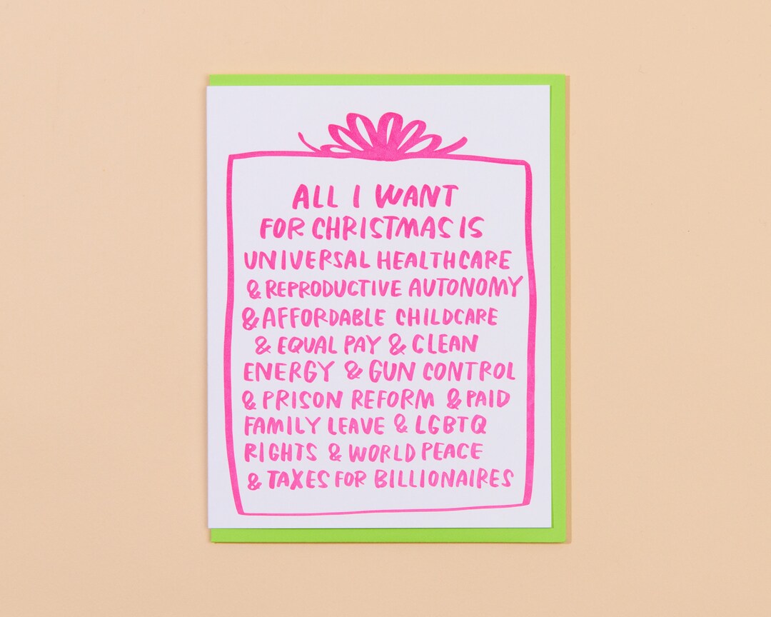 Woke Present Letterpress Greeting Card Liberal Christmas Card, Holiday ...