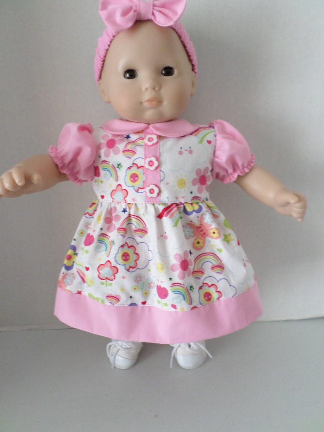 Pink Spring Dress, Bloomers, and Headband Fits 15 Inch Baby Dolls Such ...