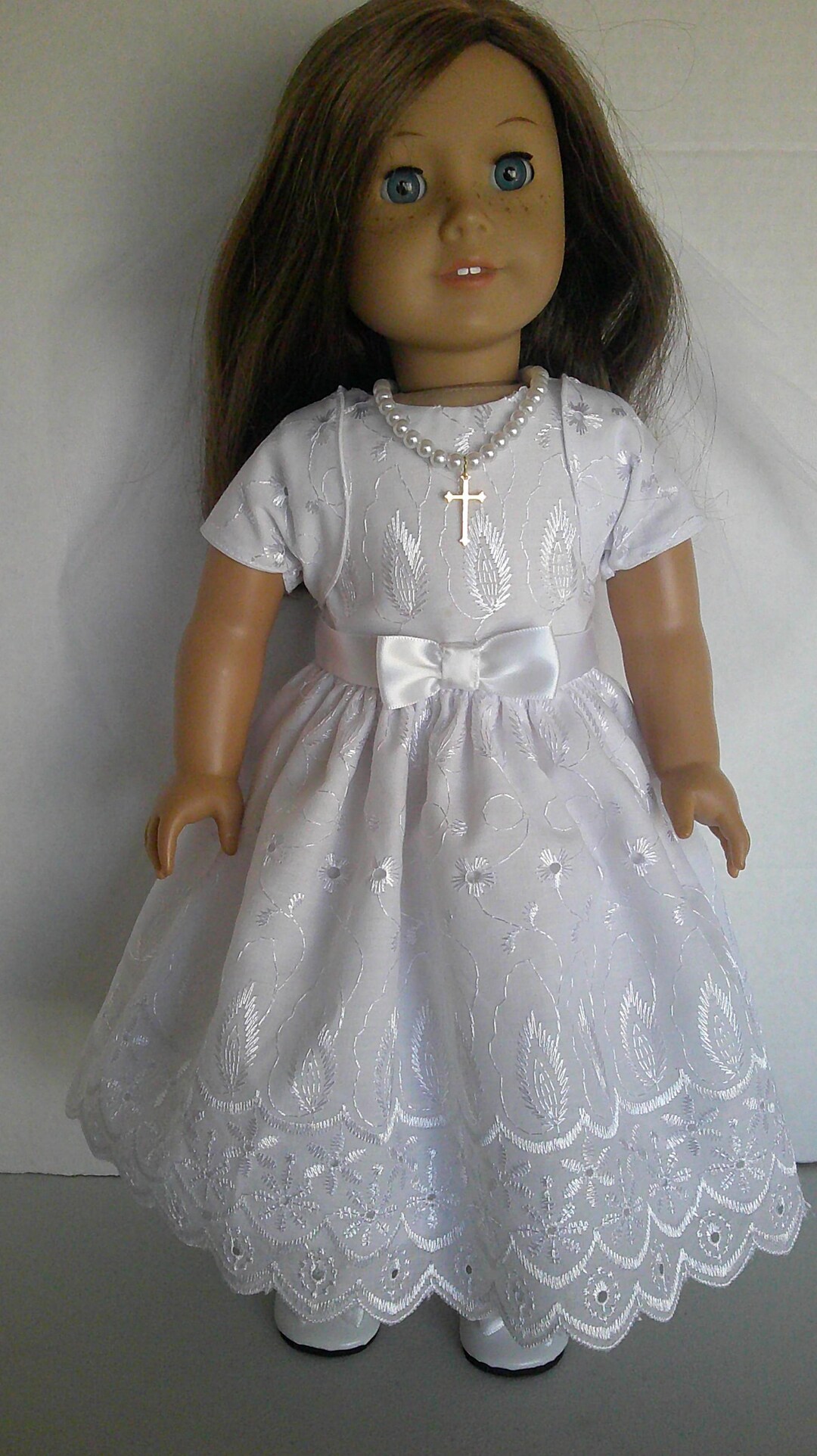 First Communion, Special Occasion, White Embroidered Eyelet Dress and ...