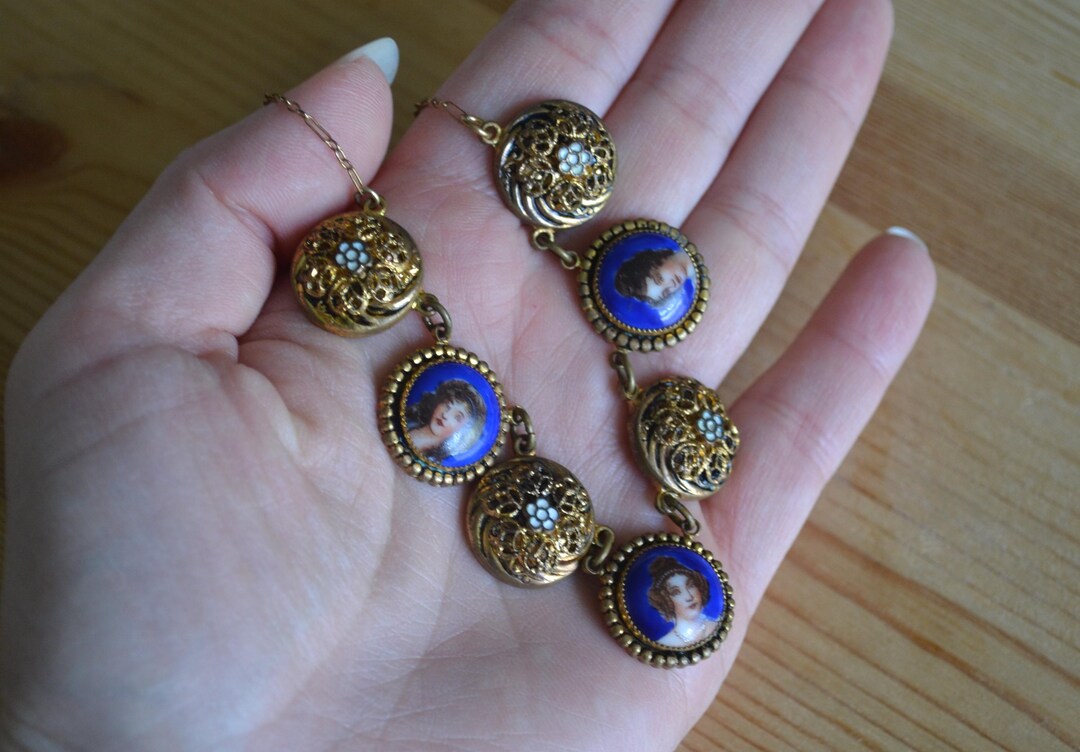 Beautiful Antique Georgian Victorian Revival Filigree Gold Gilt Enamel ...