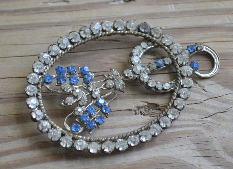 Amazing Rare Antique Art Deco White and Blue Rhinestone - Etsy