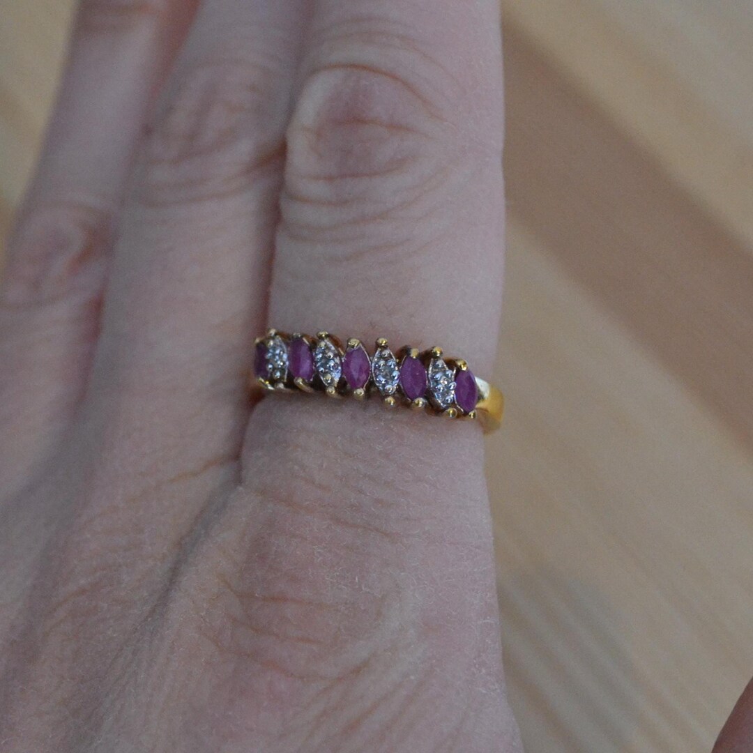 Beautiful Vintage Midcentury Gold Over Sterling Silver Ruby Ring With ...