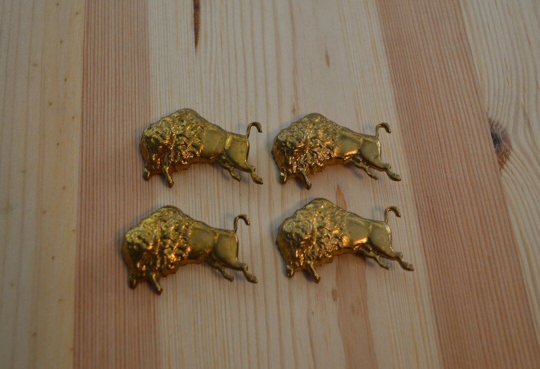 Unusual Antique Art Deco Gold Tone Buffalo Brooch / Antique Buffalo ...