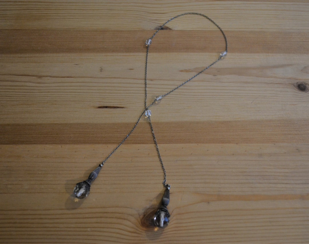 Beautiful Antique Edwardian Art Deco Silver Tone Crystal Bead Negligee ...